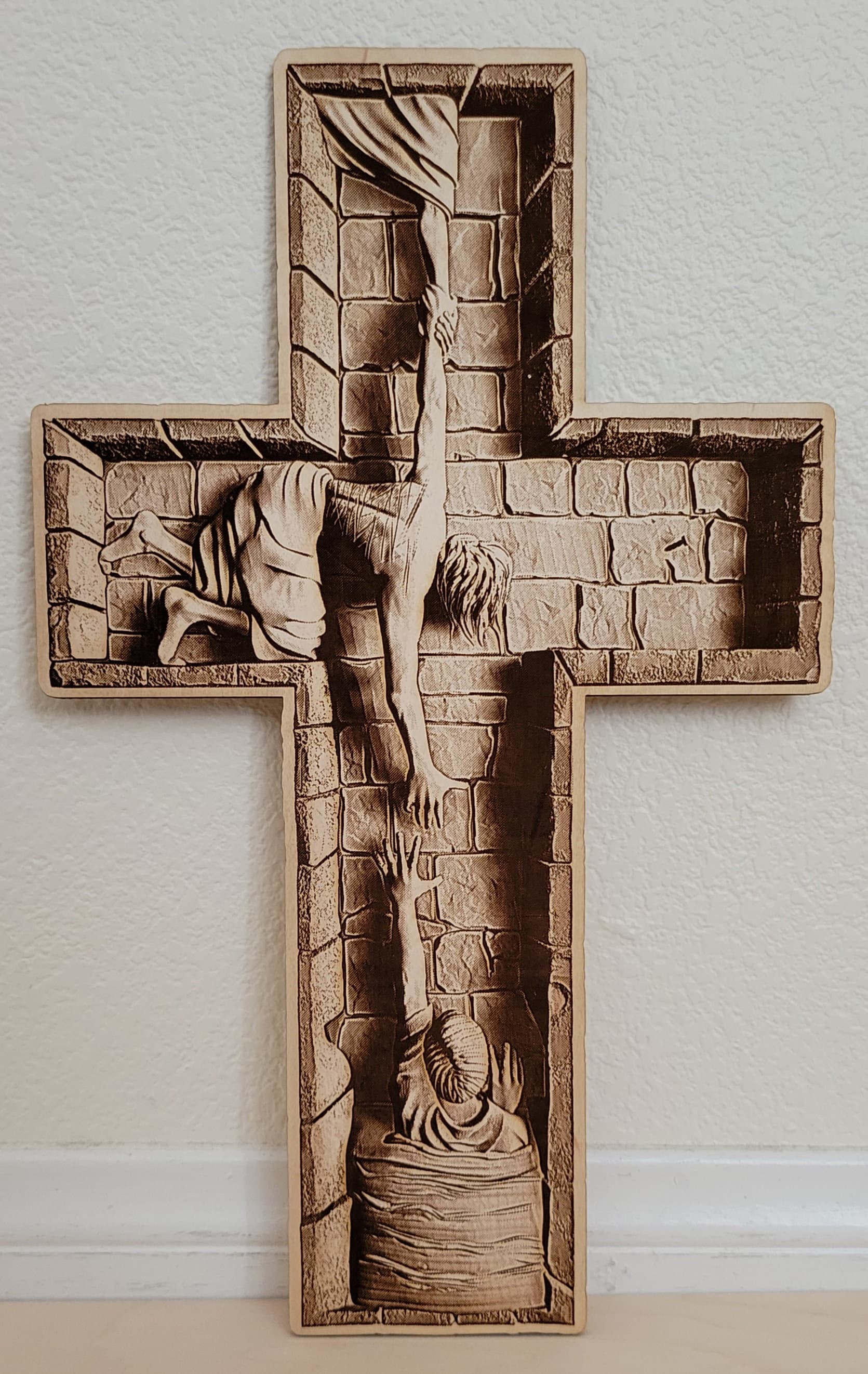 Wooden Cross Well 3D Illusion - Etsy