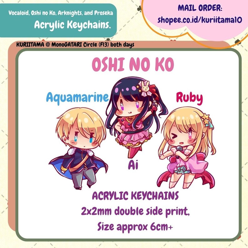 Oshi No Ko Ai Aqua Ruby Hoshino Acrylic Keychains by Kuriitama - Etsy