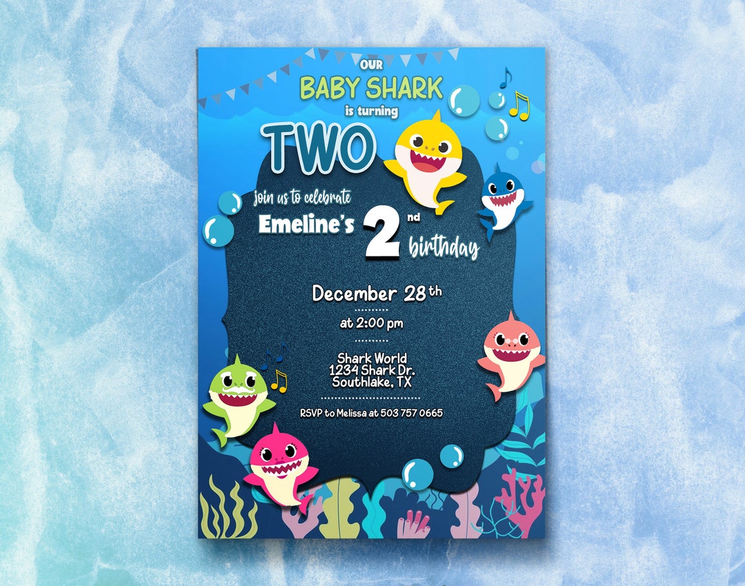 Baby Shark, Baby Shark Invitation Personalized, Baby Shark Digital ...