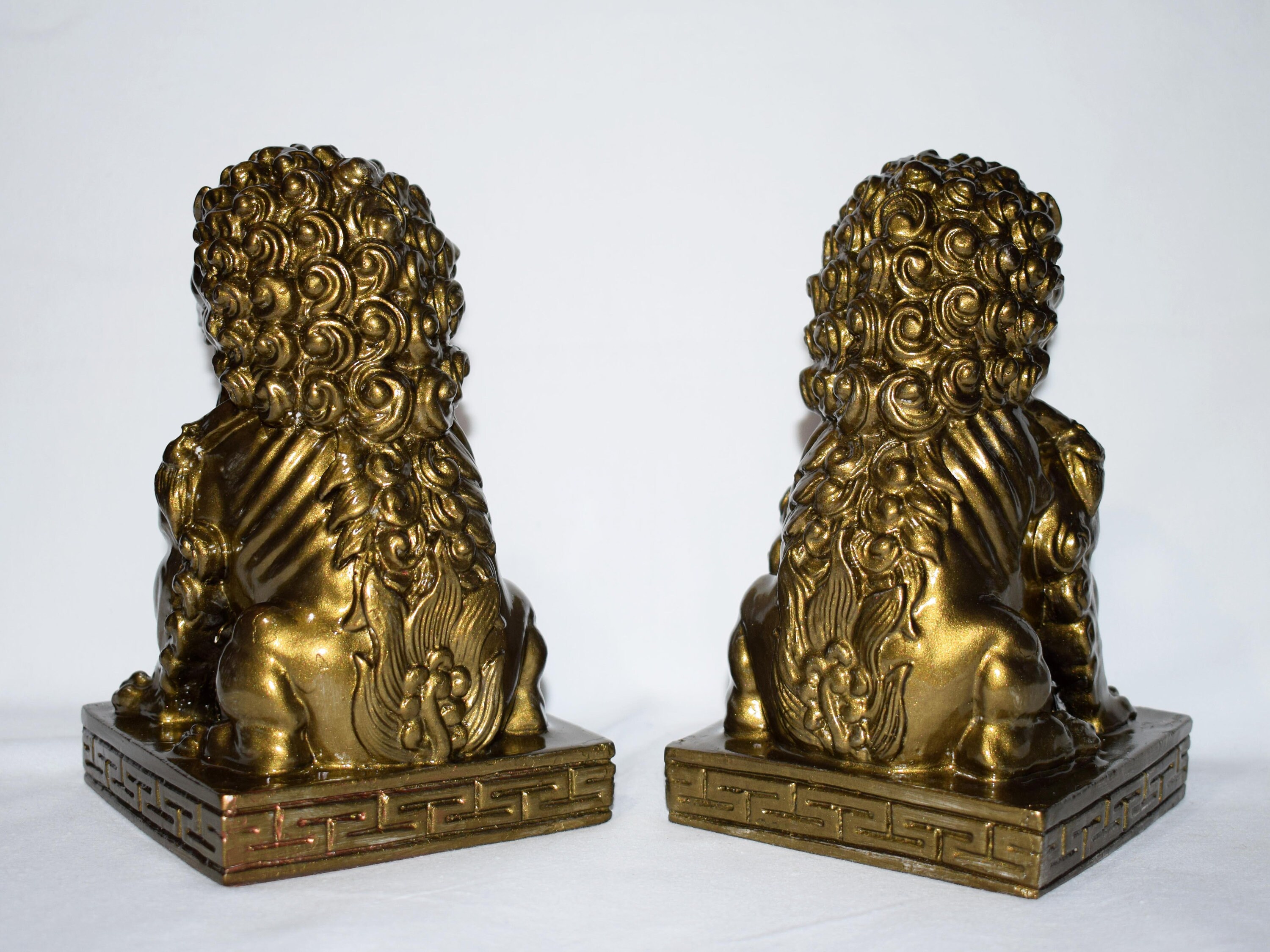 2 X Foo Dogs SET Figures Fu Dog Statue Fu Lion Chinese Statuette ...