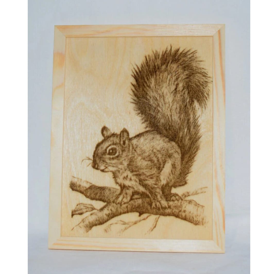 Wall Picture Squirrel Pyrography on Wood in a Wooden Frame Pyrography ...