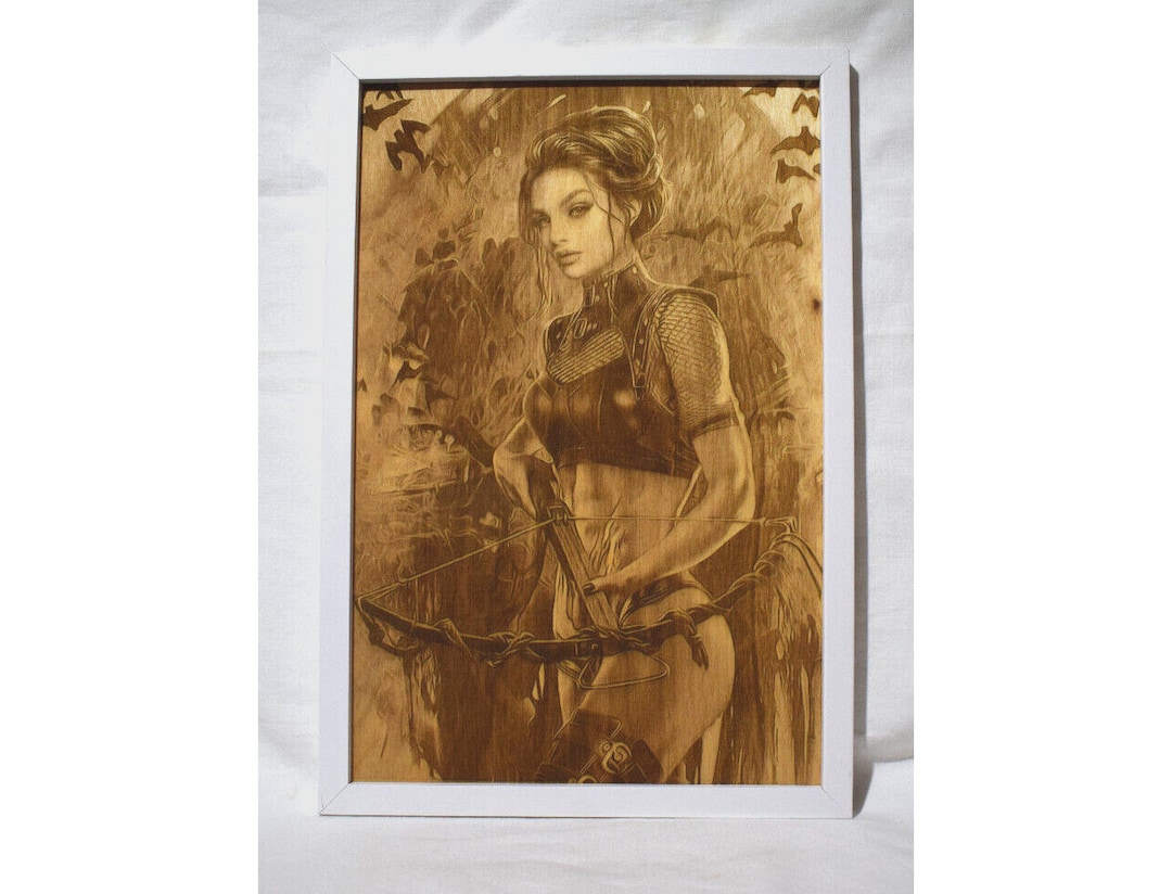 Erotic Mural Nude Vampire Slayer Fire Painting Wood in Wooden Frame ...