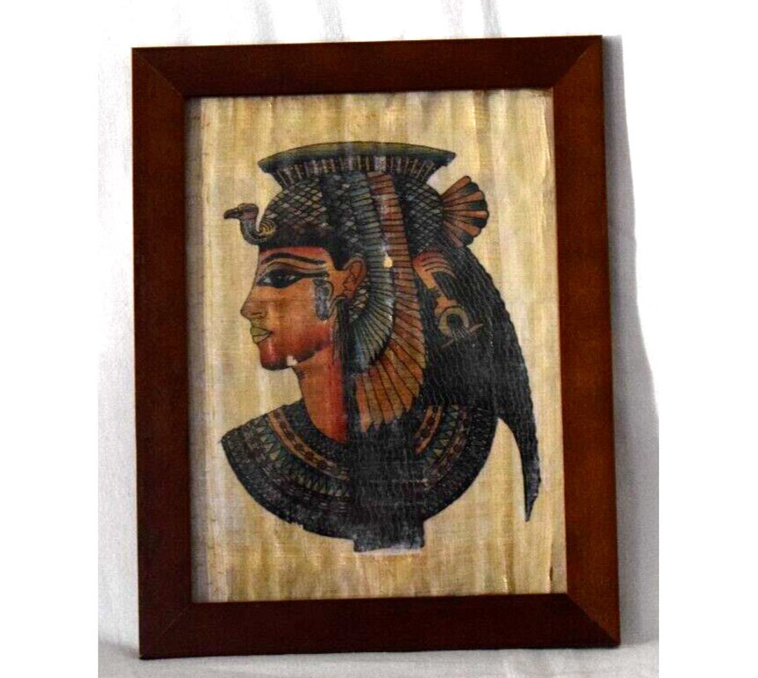 Mural Cleopatra Queen Egypt Real Papyrus Picture in a Wooden Frame ...