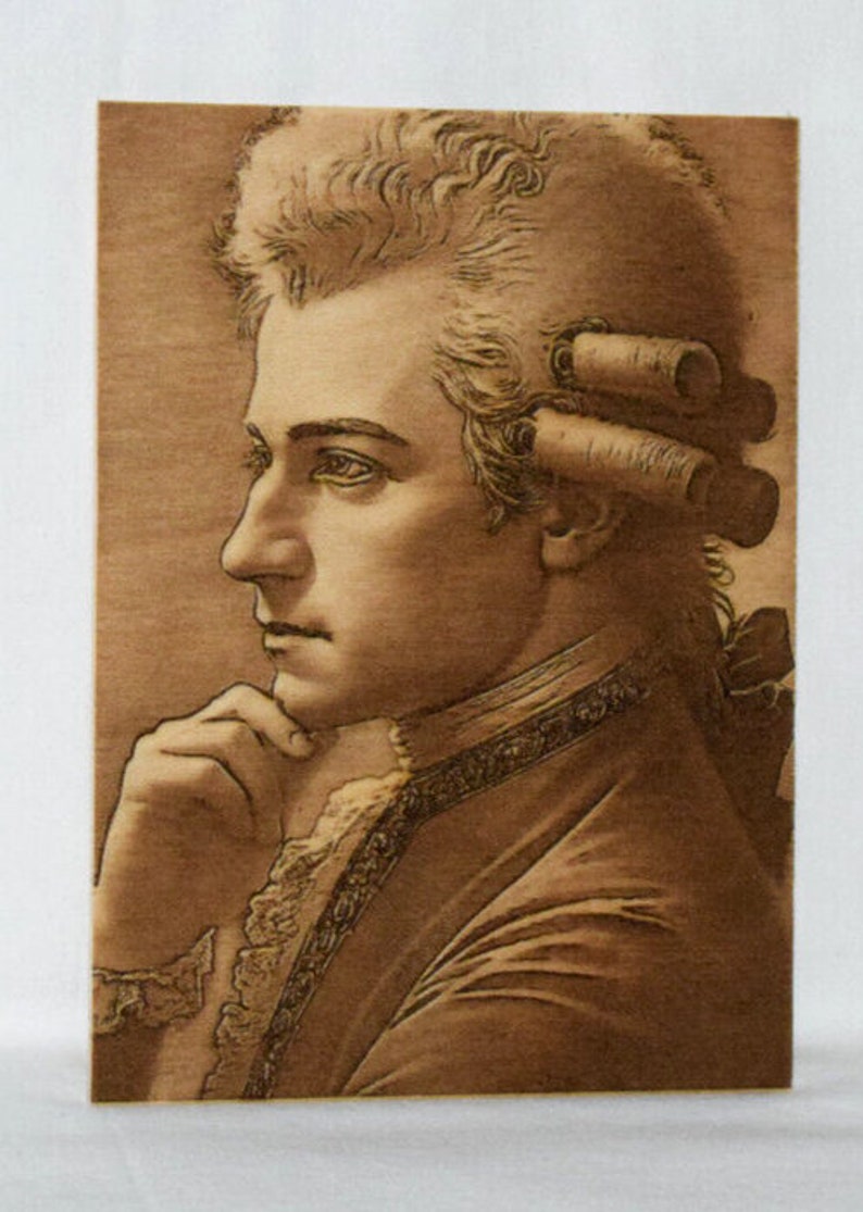 Pyrography Portrait Wolfgang Amadeus Mozart Old Photo Style Mural ...
