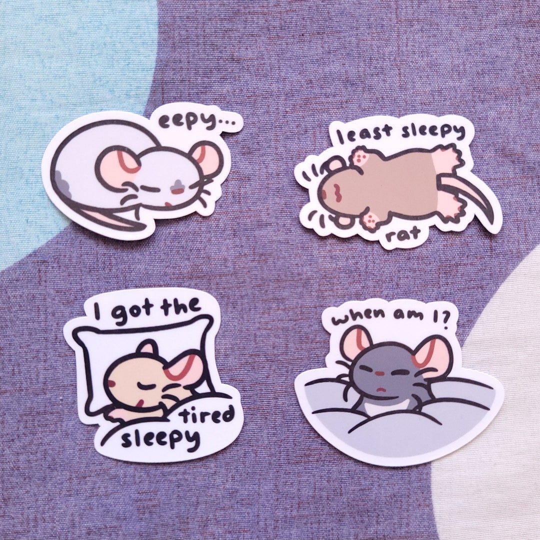 Eepy Sleepy Rat Laminated Stickers | Cute Rodent Art - Etsy