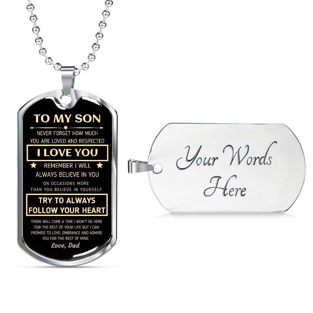 To My Son Dog Tag: Surgical Steel Military Necklace - Etsy
