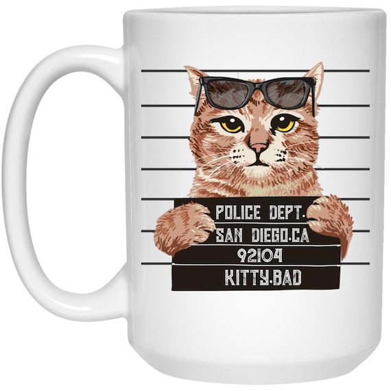 Bad Cat Ceramic Mug Mugshot in Jail Cats Funny Novelty Cat | Etsy