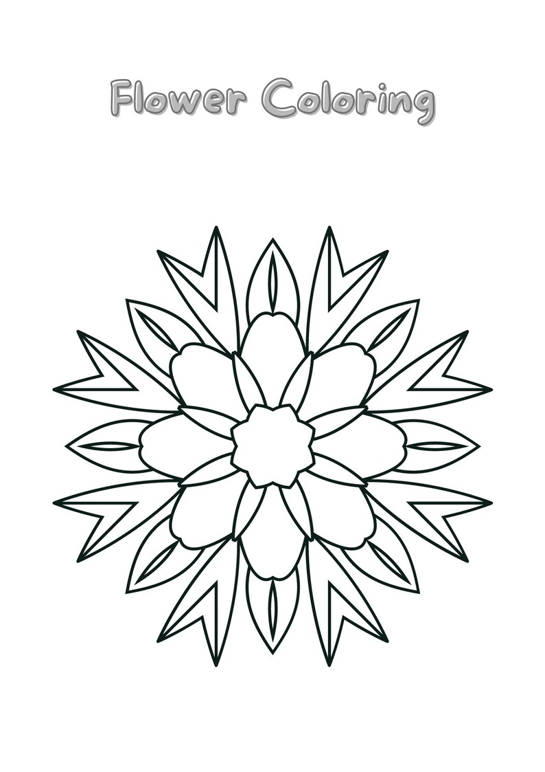 Flower Coloring Worksheet Mandala Prints. - Etsy
