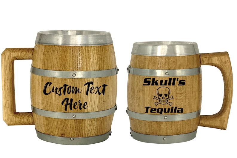 Personalized Barrel Mugs W/ Stainless Steel Interior, Customized ...
