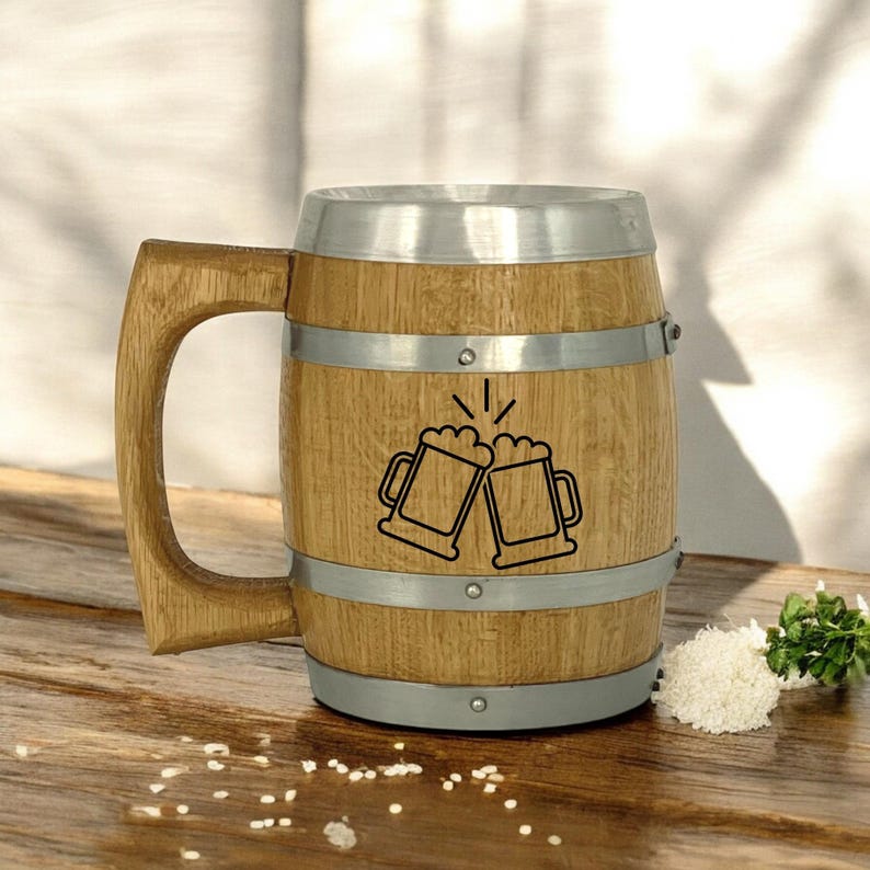 Personalized Barrel Mugs W/ Stainless Steel Interior, Customized ...