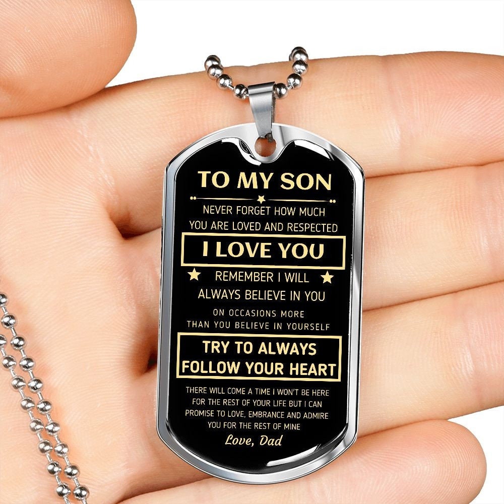 To My Son Dog Tag: Surgical Steel Military Necklace - Etsy