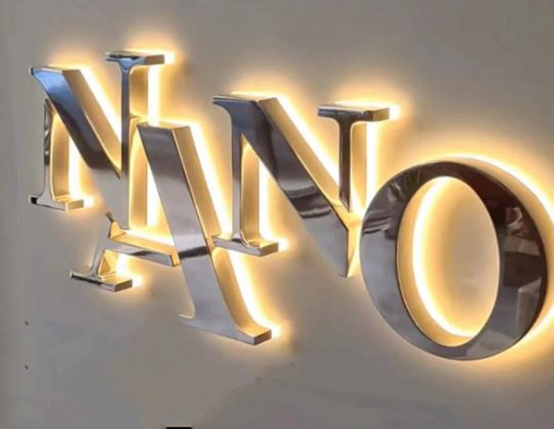 Custom Business LED Logo Sign | 3D Backlit Stainless Steel Signage ...