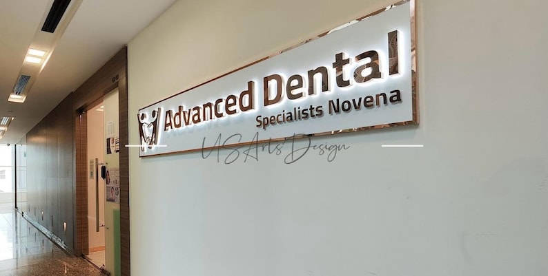 Custom LED Backlit Business Sign | 3D Metal Logo Reception Signage - Etsy