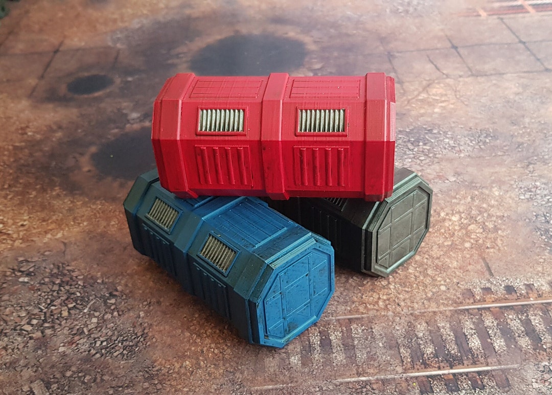 Set of 3 Sci-fi Shipping Containers for 28/32mm Wargames & Tabletop ...