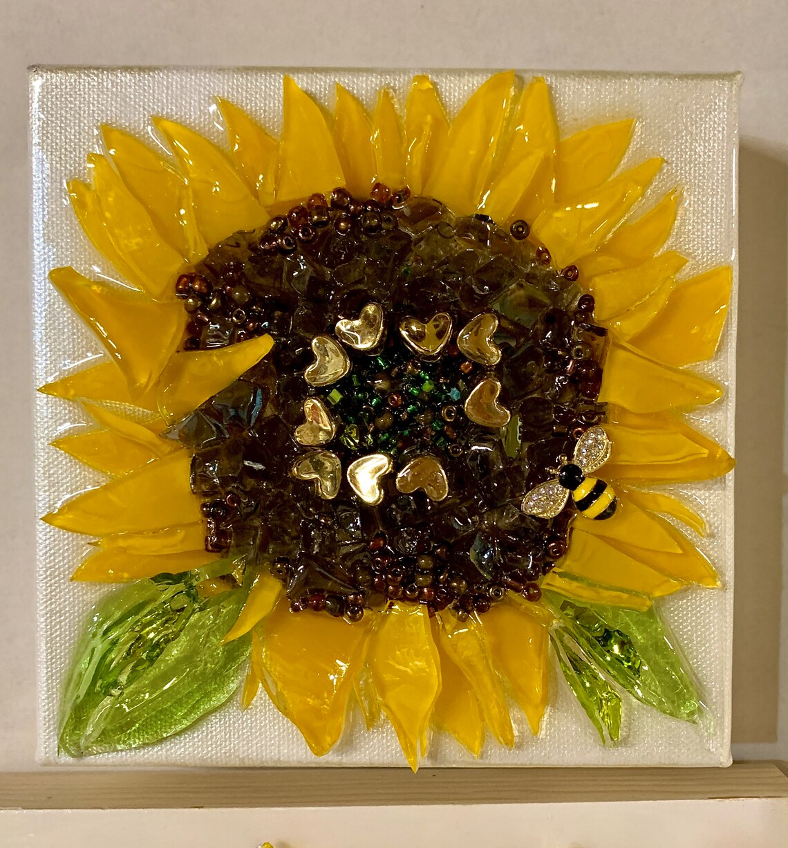 Sunflower Glass and Resin Art Crushed Glass Art Resin Art Wall Decor - Etsy