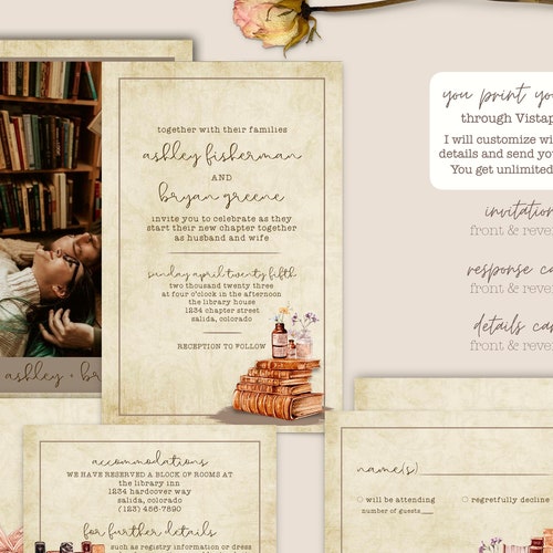 Love in the Library Wedding Invitations Book Lovers - Etsy