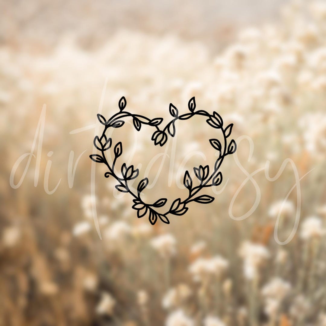 Floral Heart Decal, Vinyl Decals, Cute Floral Stickers, Heart Sticker ...
