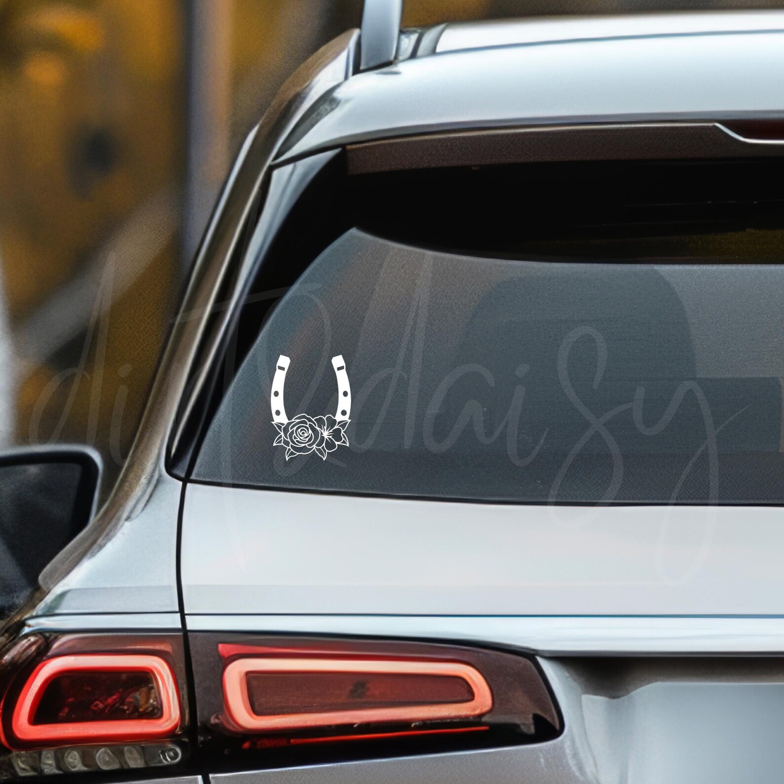 Floral Horseshoe Decal, Floral Horseshoe Sticker, Horseshoe Sticker ...