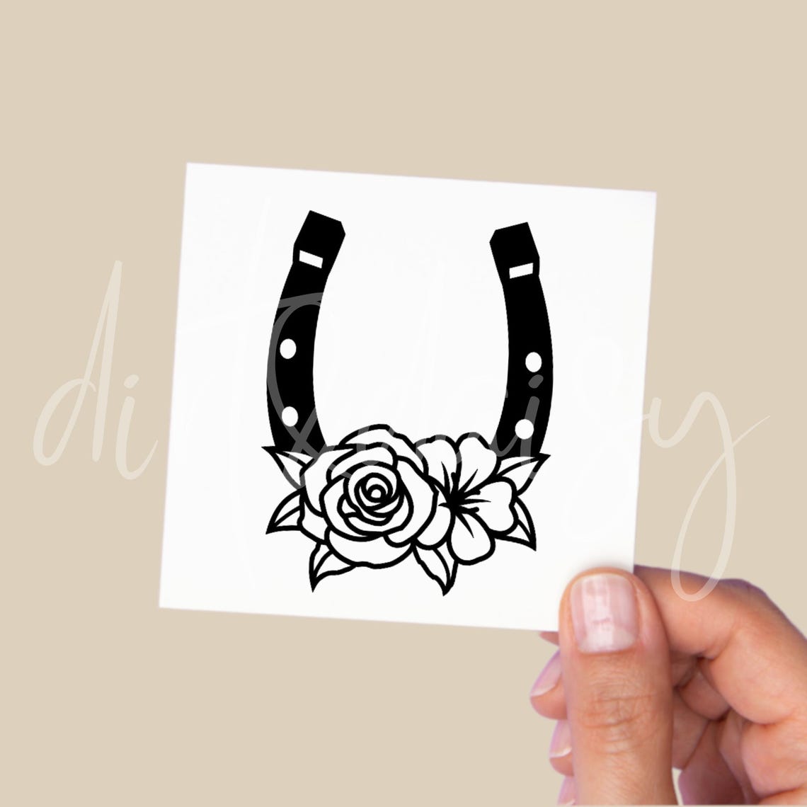 Floral Horseshoe Decal, Floral Horseshoe Sticker, Horseshoe Sticker ...