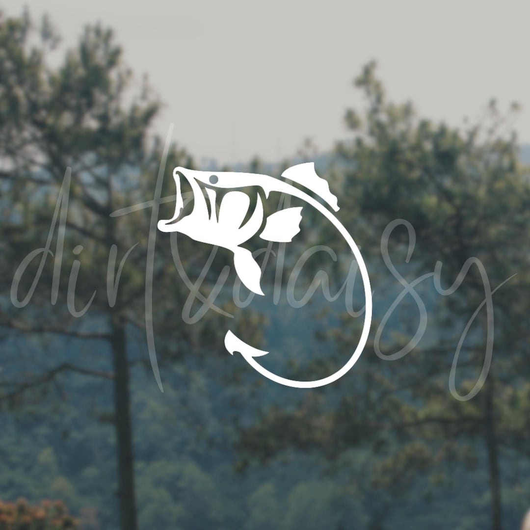 Bass Decal, Fishing Stickers, Bass Stickers, Fishing Hook Decal, Gifts ...