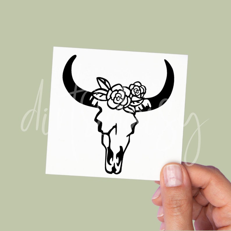 Floral Longhorn Decal, Floral Skull Decal, Cow Skull Sticker, Western ...