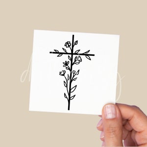 Floral Cross Decal, Floral Cross Sticker, Waterproof/weatherproof ...