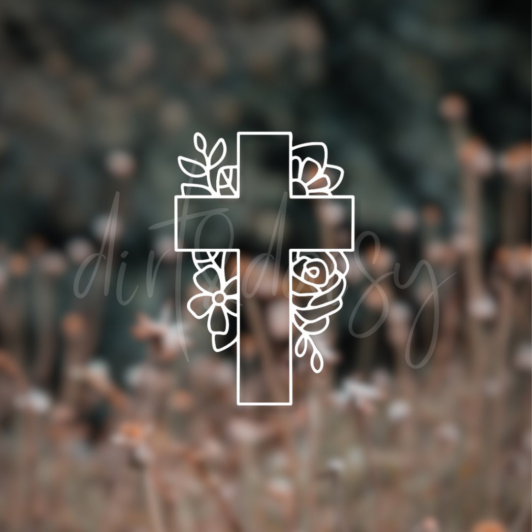 Floral Cross Decal, Cute Cross Decal, Cross Car Decal, Decals for Cups ...