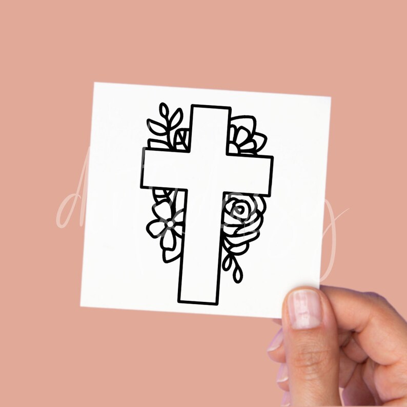 Floral Cross Decal, Cute Cross Decal, Cross Car Decal, Decals for Cups ...