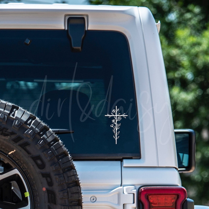 Floral Cross Decal, Floral Cross Sticker, Waterproof Stickers ...