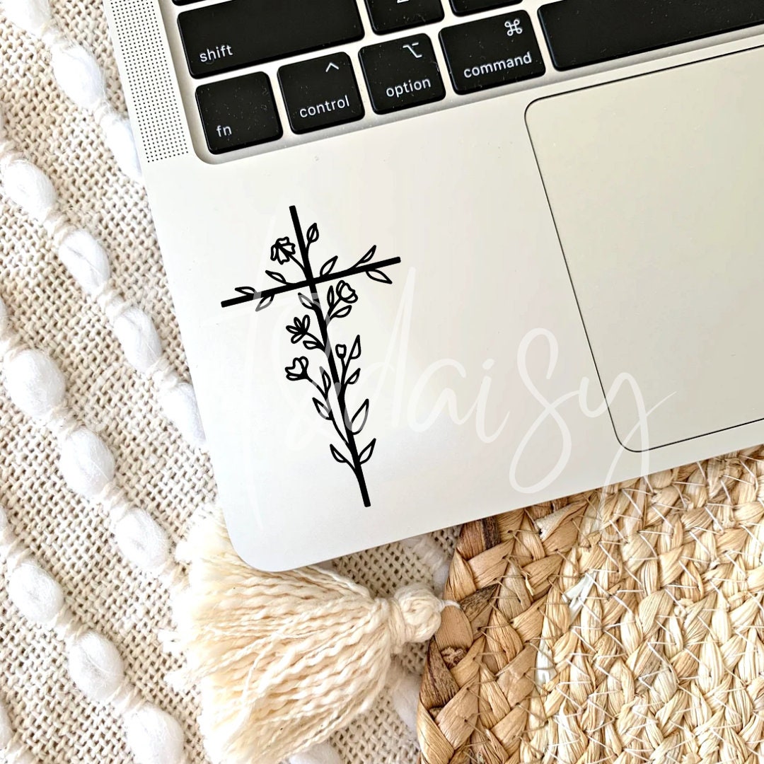 Floral Cross Decal, Floral Cross Sticker, Waterproof Stickers ...