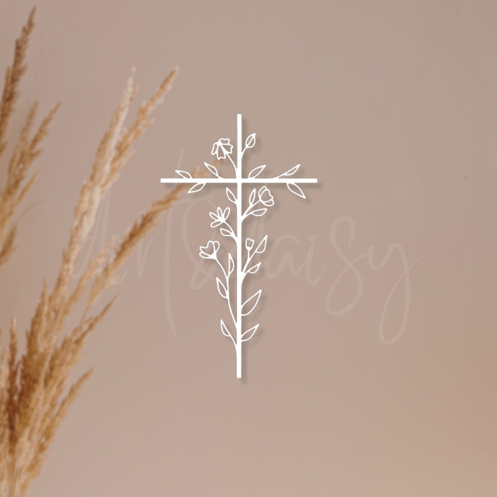 Floral Cross Decal, Floral Cross Sticker, Waterproof Stickers ...