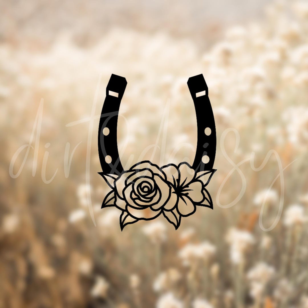 Floral Horseshoe Decal, Floral Horseshoe Sticker, Horseshoe Sticker ...