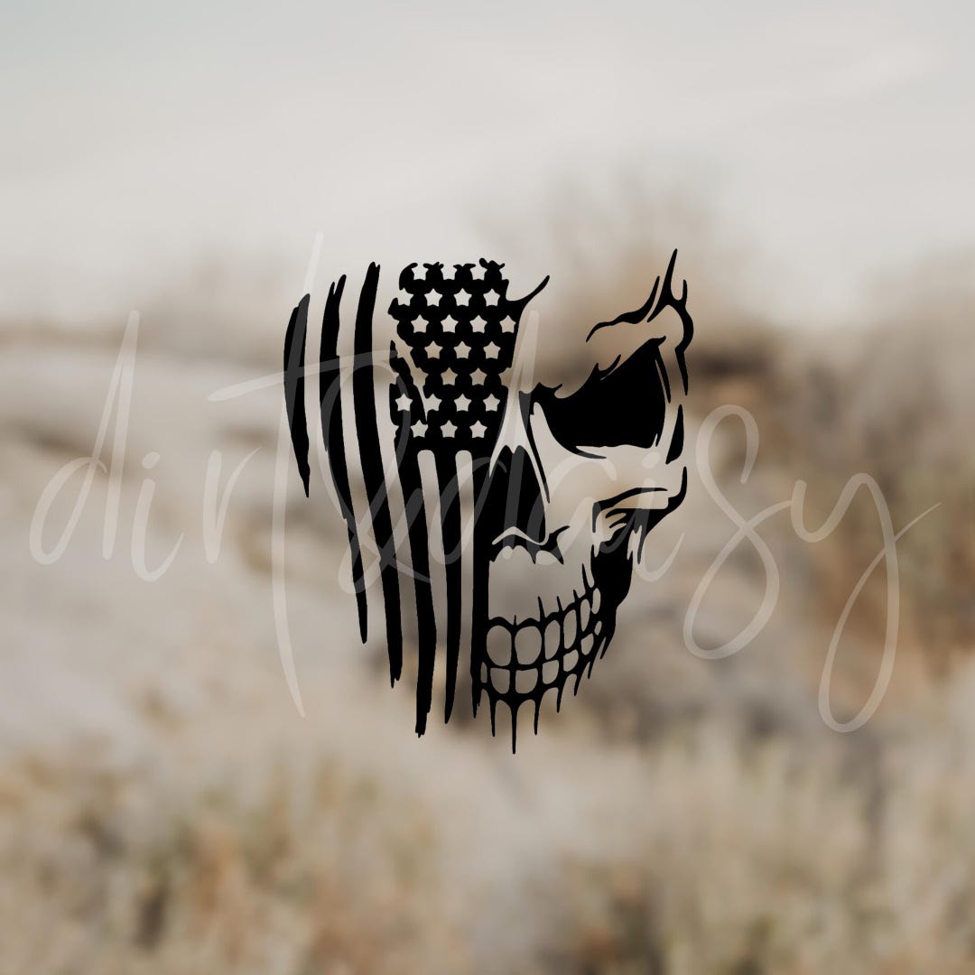 American Flag Skull Decal, Skull Decals, American Flag, Gifts for Him ...