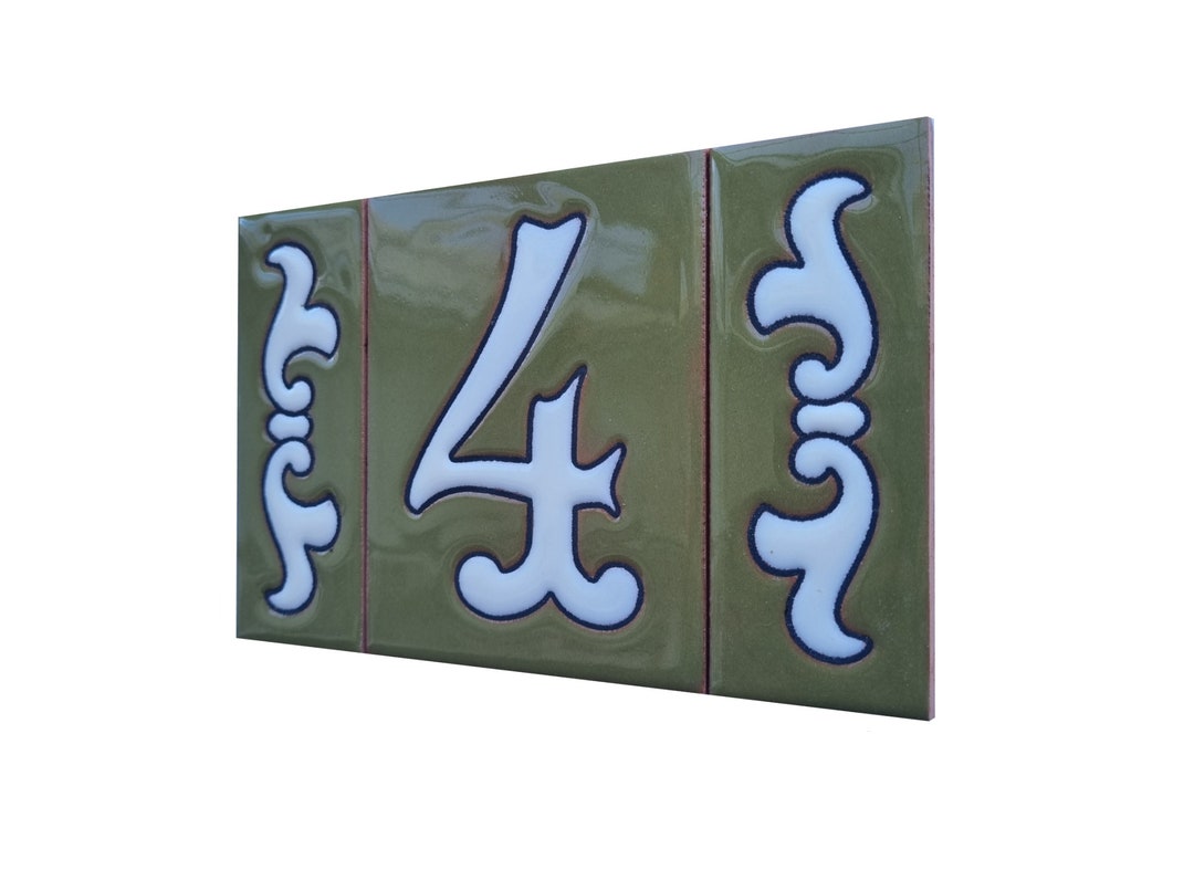 10cm X 7.5cm Spanish Designed Hand-painted Costa Green Ceramic Numbers ...