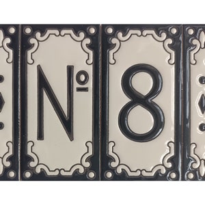 Jacho Black Hand-painted Number Tiles & Metal Filigree Frames: 11 X 5 ...
