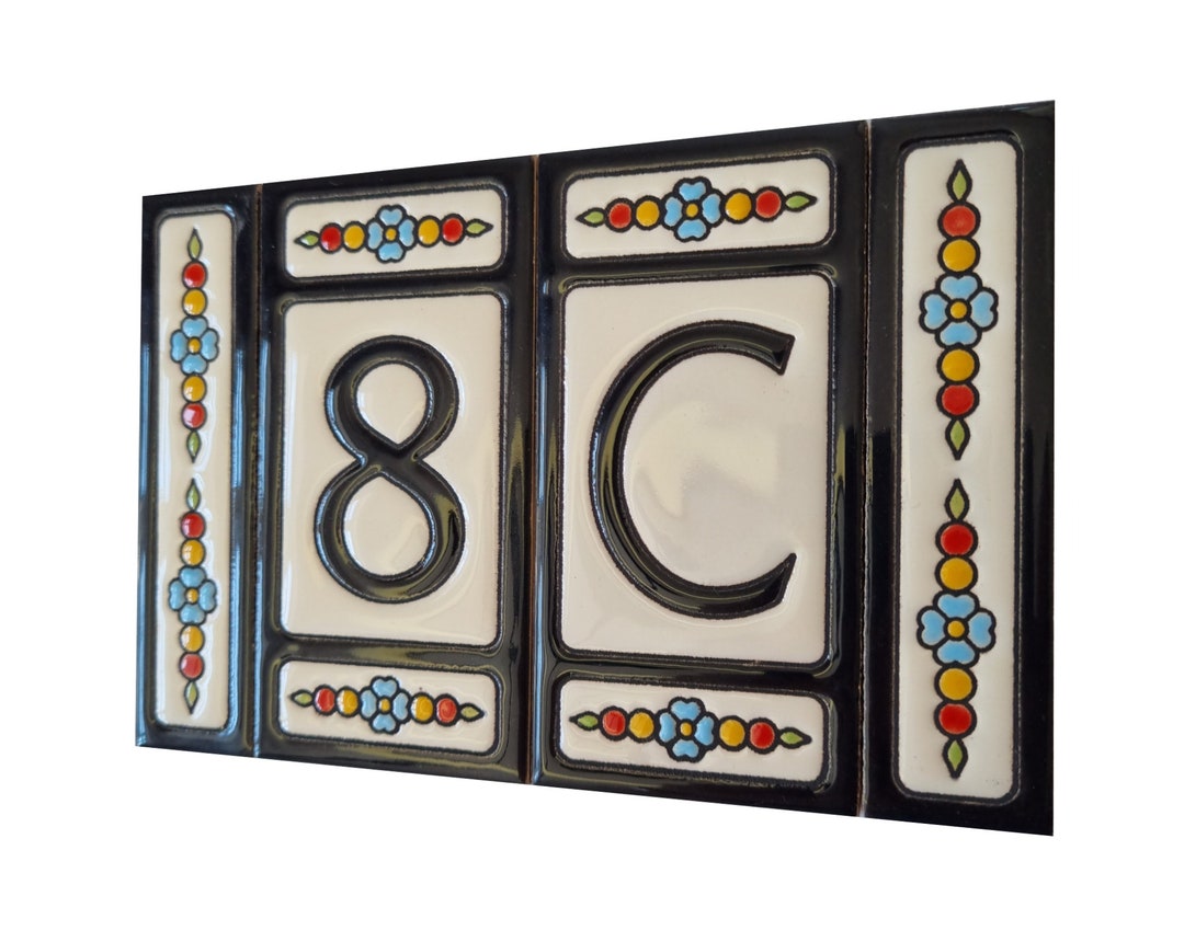 Atalaya M-5 Black Hand-painted Number Tiles & Metal Filigree Frames: 11 ...