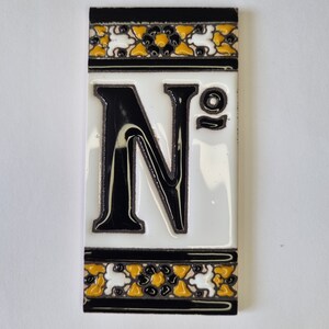 Hand-painted Floral Black Glazed Ceramic Spanish Letter Number Tiles ...