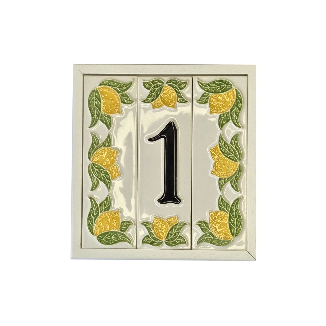 Italian Hand-painted Ceramic House Numbers Tiles With Black Fonts 15 X ...