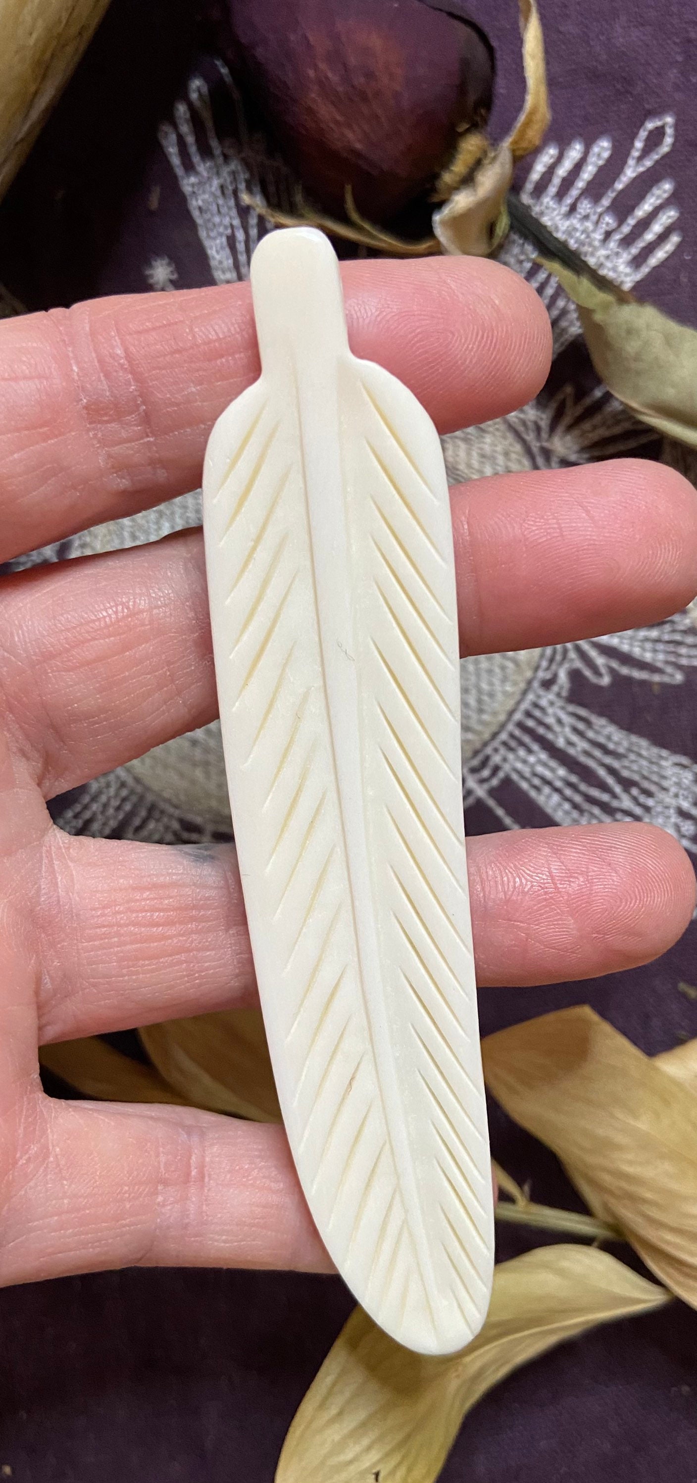 Bovine Bone Feather Bead Carving Ethically Sourced Natural - Etsy