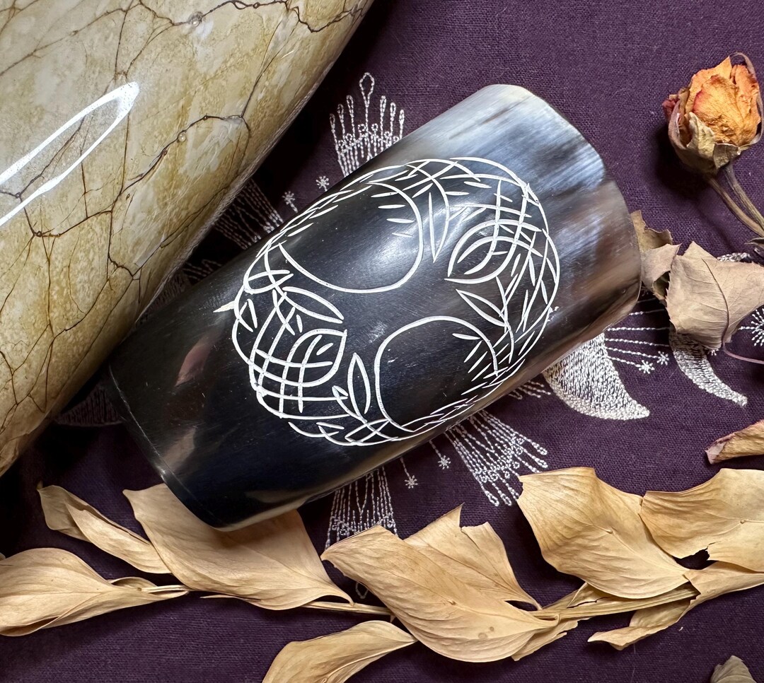 Buffalo Horn Cup With Tree of Life, All Natural, Pagan, Witchcraft ...