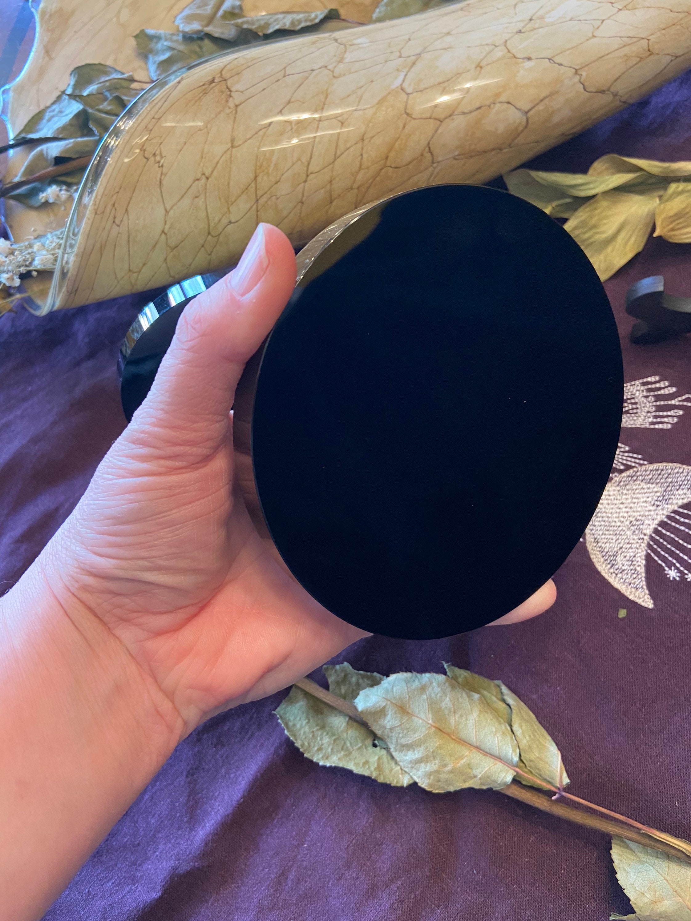 Black Obsidian Scrying Mirror With Stand - Etsy