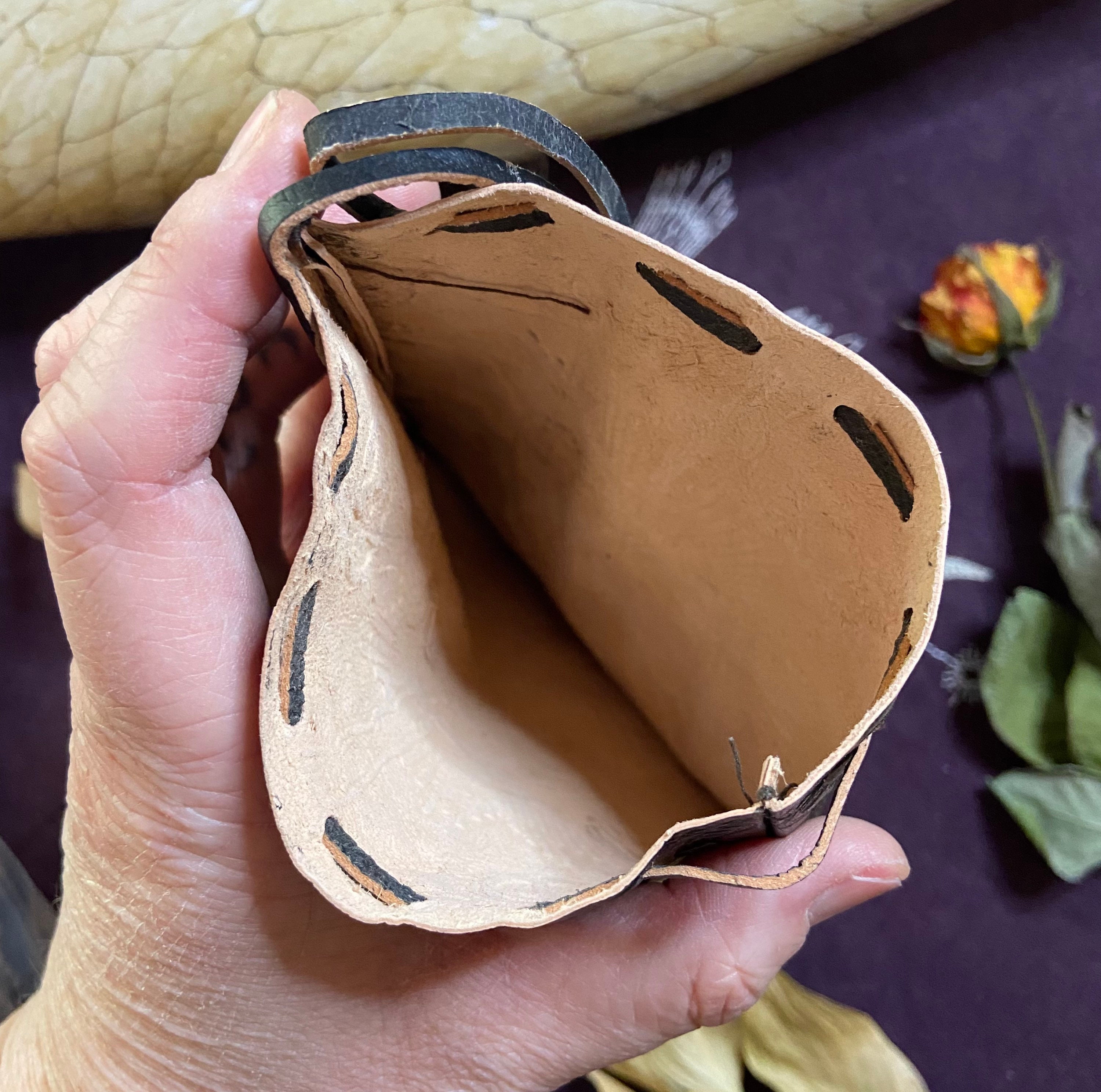 Real Leather Witch Broom Pentacle Pouch 5x 7 Tarot Pouch - Etsy