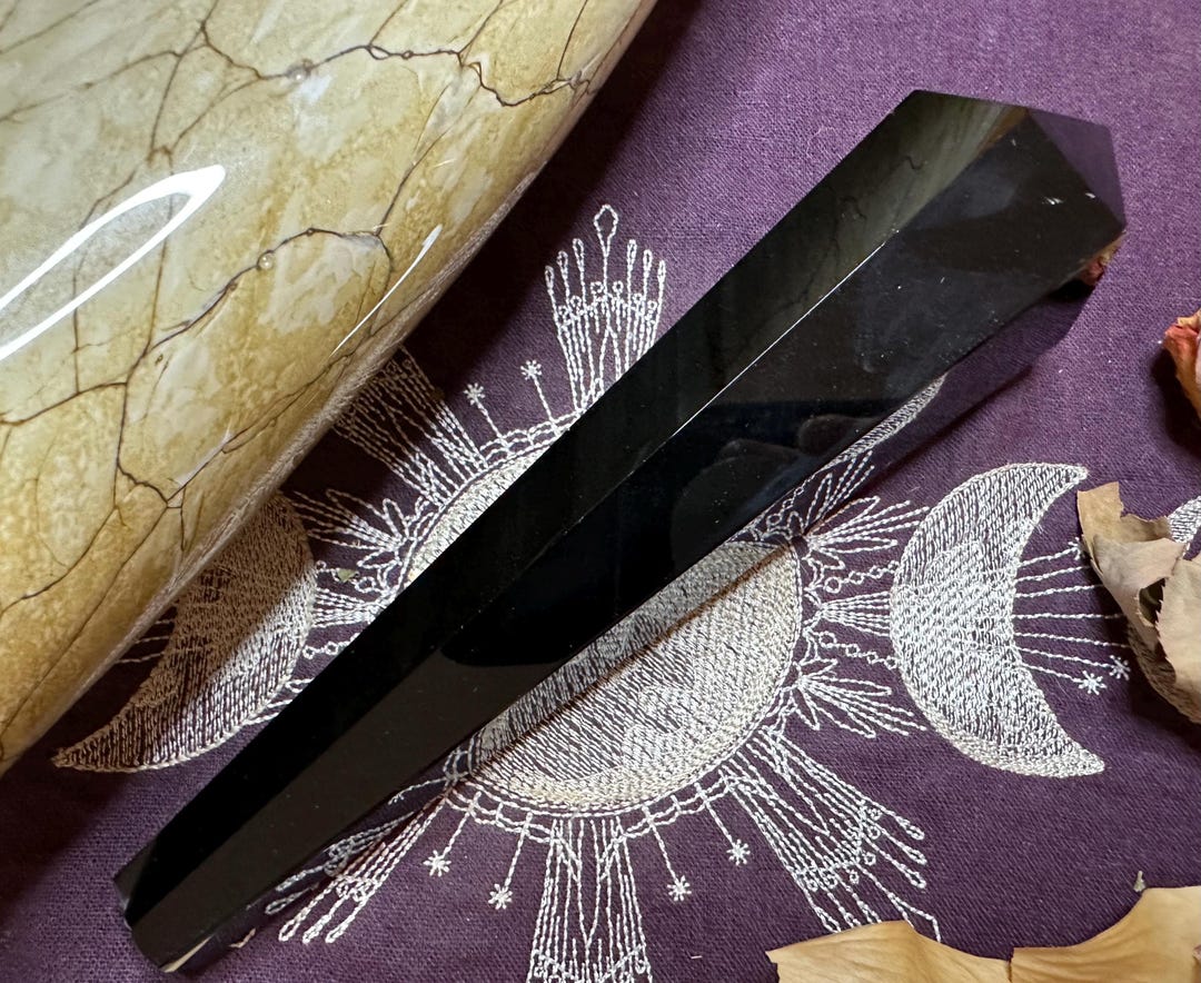 Large Black Obsidian Wand Carving, All Natural, Metaphysical - Etsy
