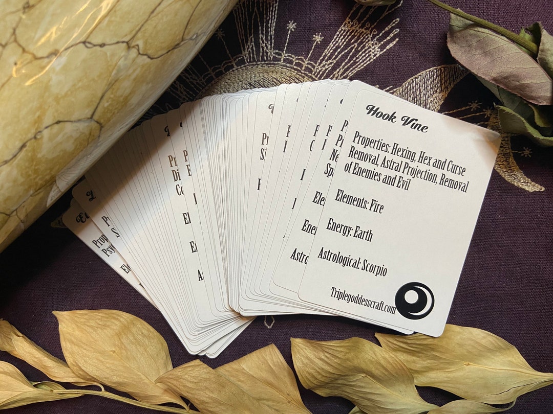 Set 1 Herb Card Properties and Ingredients Set, 55 Cards, Witchcraft ...