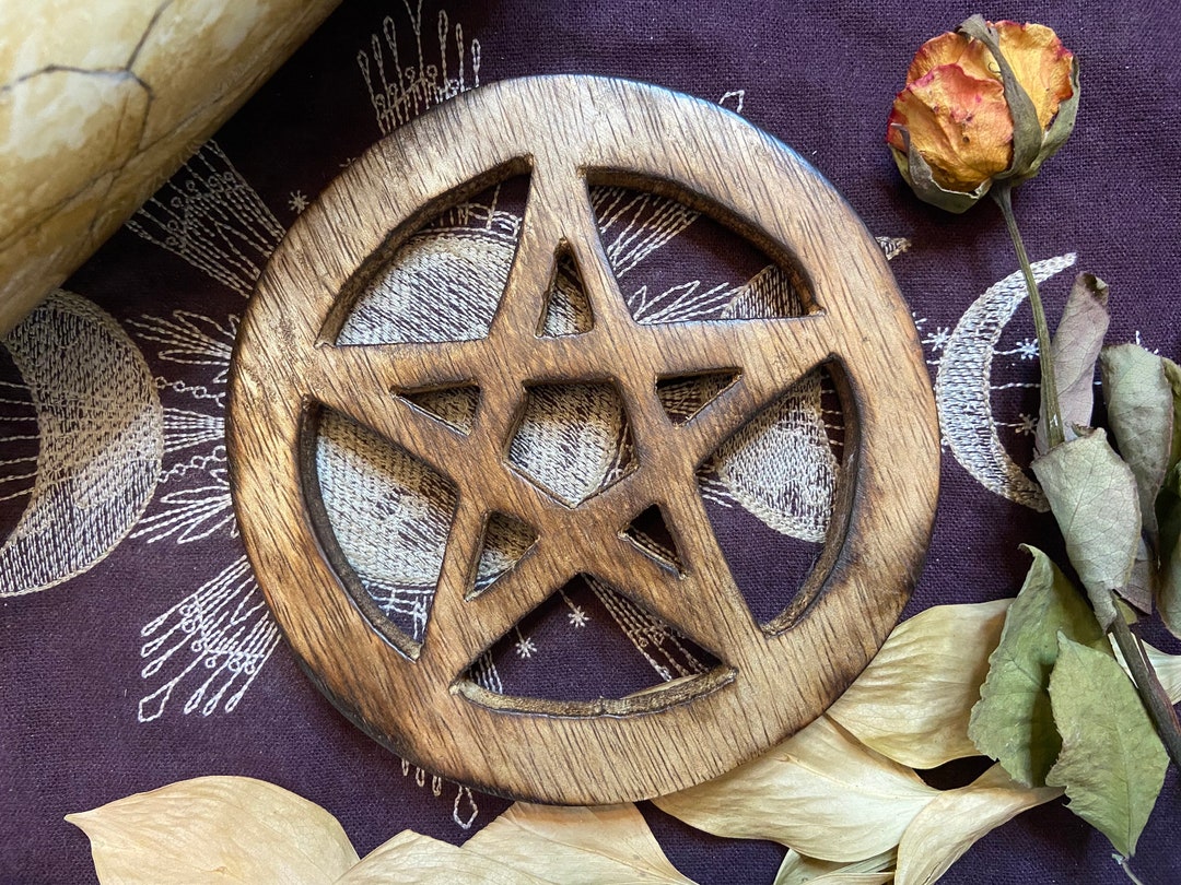 Mango Wood Pentacle Tile, Handmade Wooden Altar Tile - Etsy