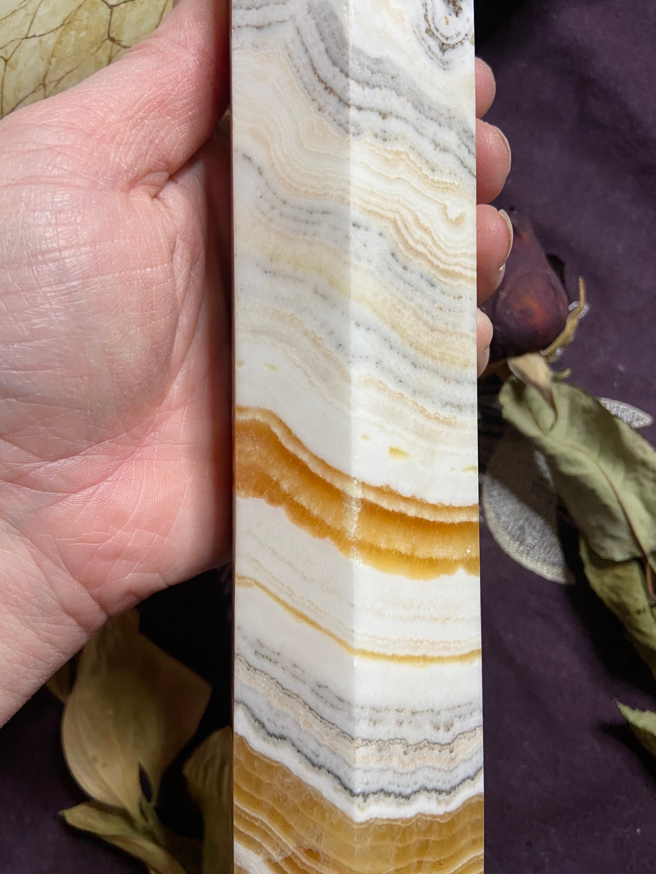 Thousand Layer Banded Calcite Tower, All Natural, Metaphysical — Triple ...