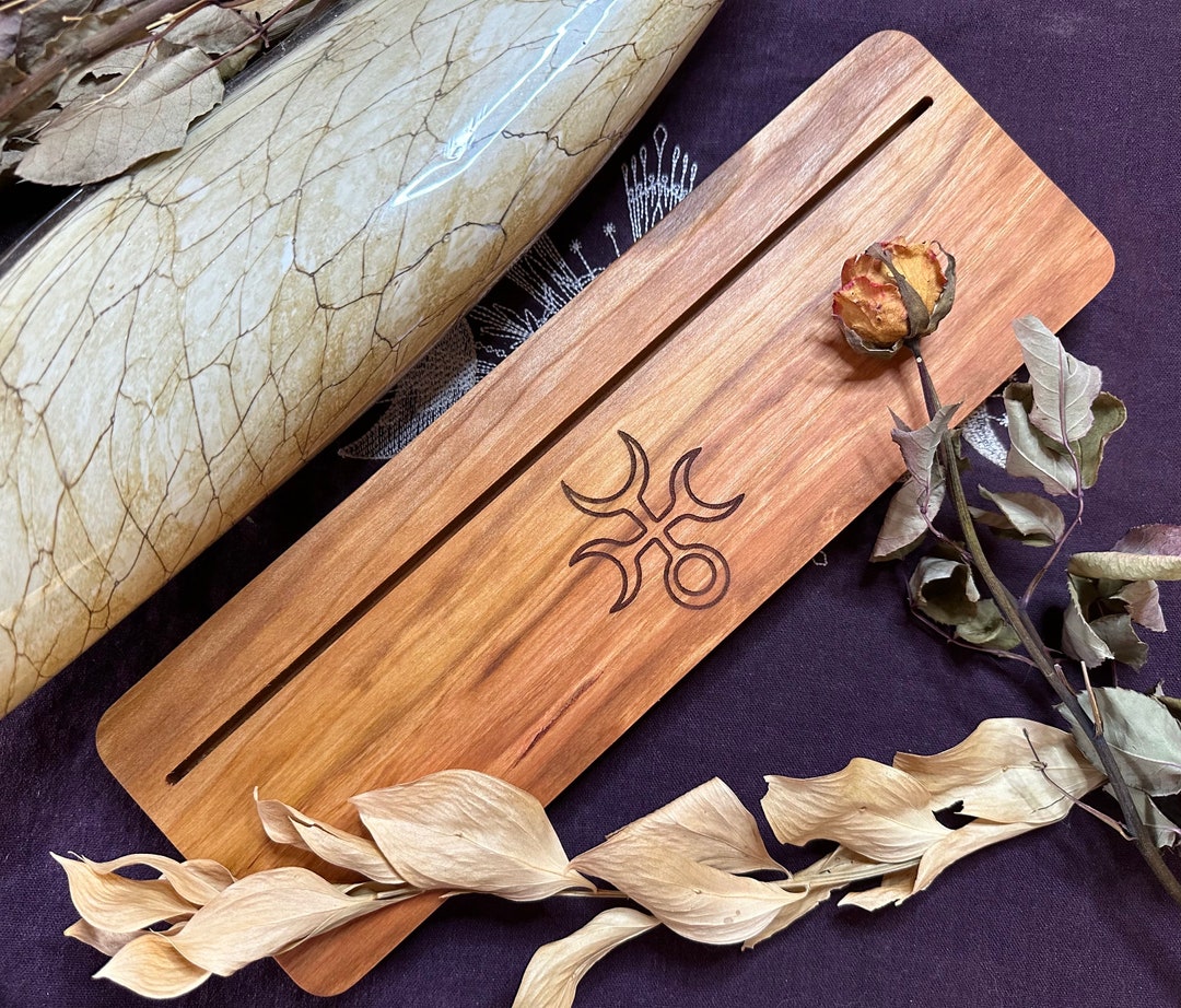 Hecate Sigil Tarot Card Holder, Hand Burned Wooden Oracle Card Holder ...