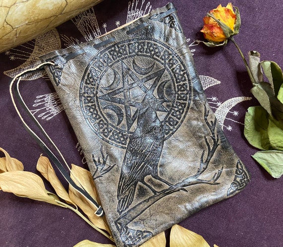 Real Leather Raven Pouch 5x 7 Tarot Pouch Oracle Pouch - Etsy