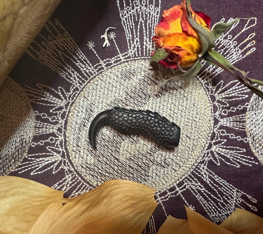 Bovine Bone Black Raven Claw Carving, Ethically Sourced Cow Bone ...