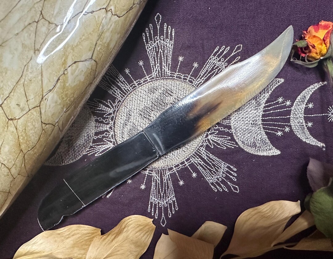 Buffalo Horn Athame With Wooden Handle, All Natural, Pagan, Witchcraft ...